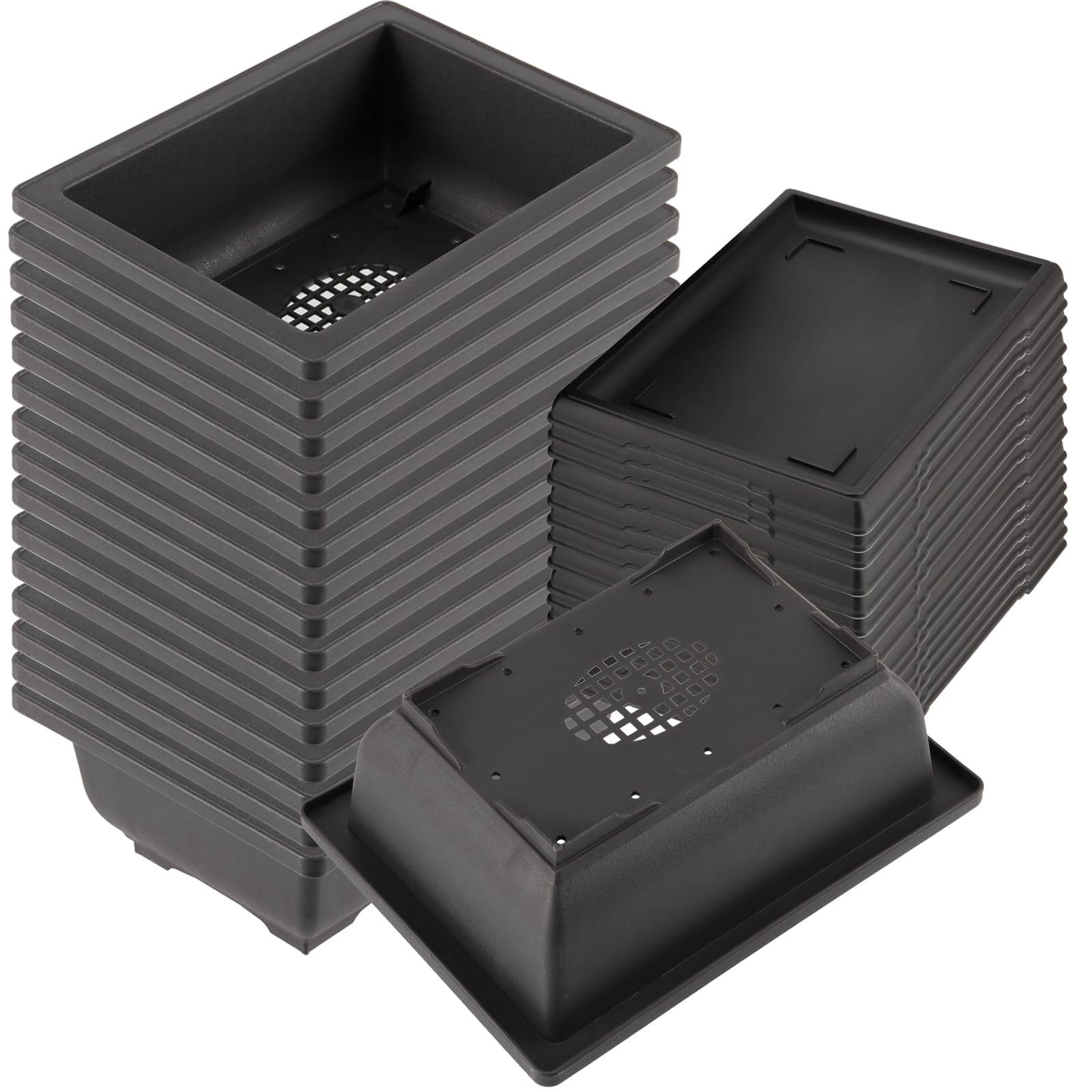 Snapklik.com : KINJOEK 15 PCS 6.5 Inch Plant Pot, Rectangular Plastic ...