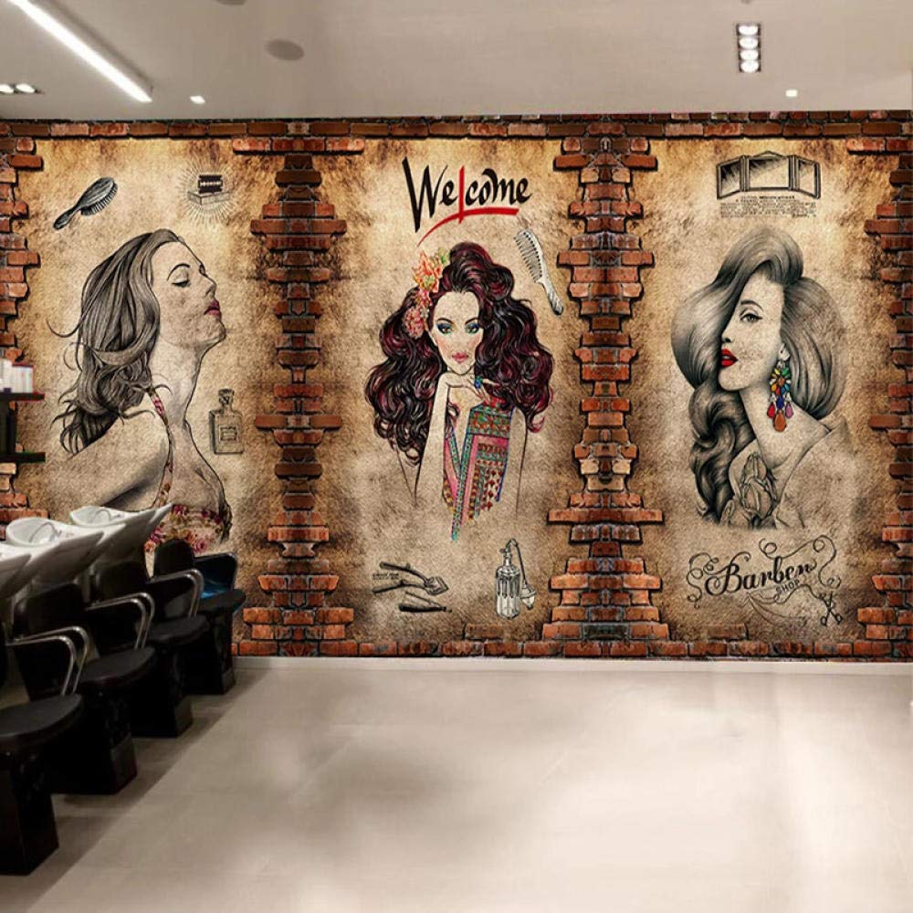 DAISHIHAN Wall Painting Barber Shop Mural Wallpaper Makeup Beauty Shop ...