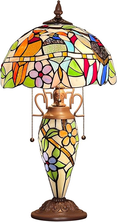 Capulina Tiffany Lamp Stained Glass Table Lamp 3-Light 12x12x23 Inches ...