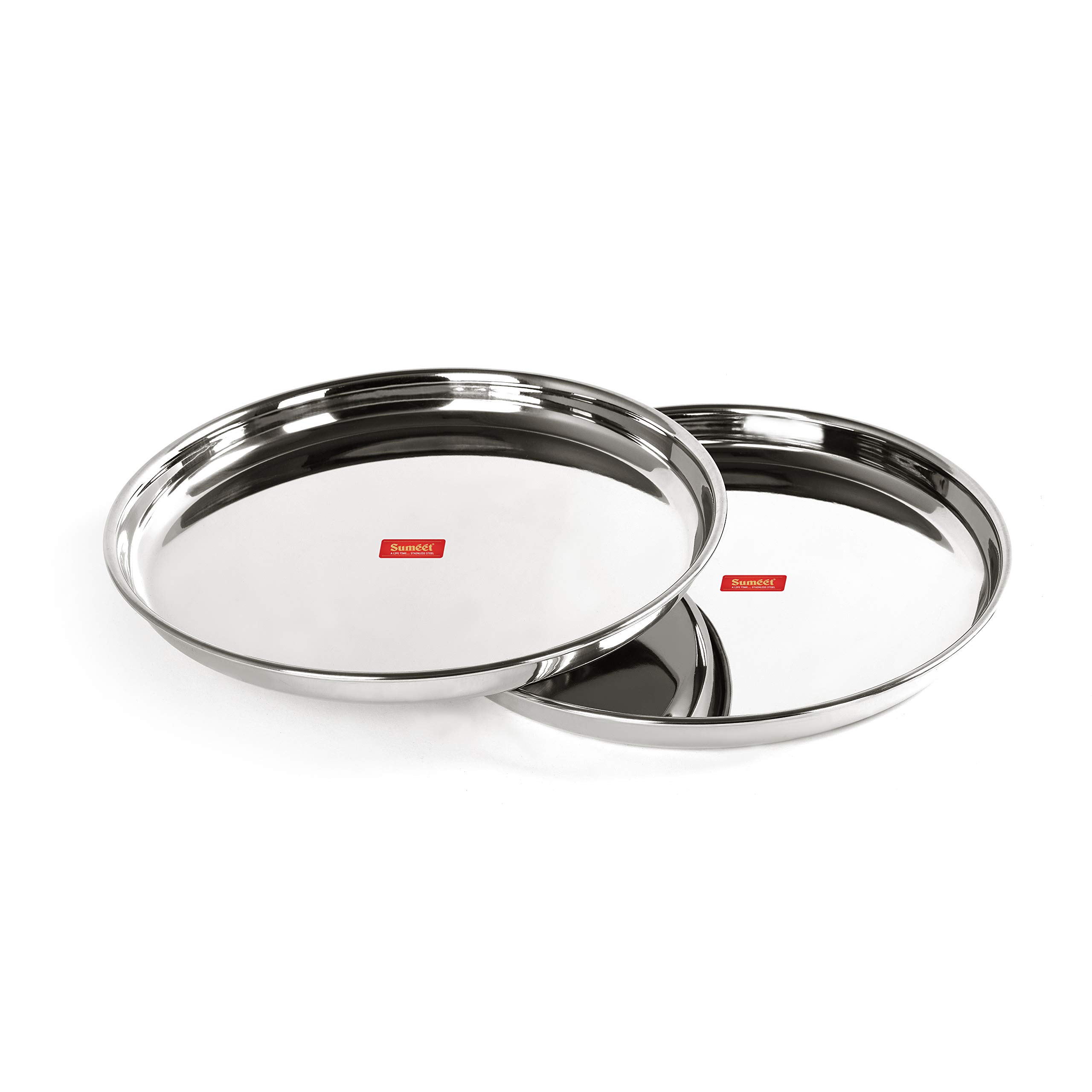 Snapklik.com : Sumeet Stainless Steel Heavy Gauge Deep Wall Dinner Plates