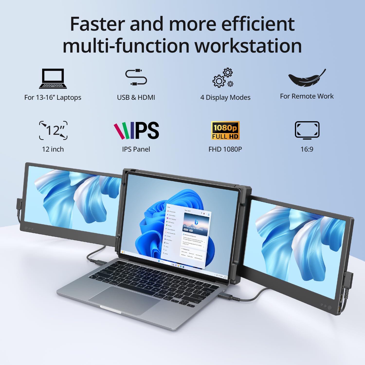 Snapklik.com : Leudaich 12 Laptop Monitor Extender For Triple Monitor ...