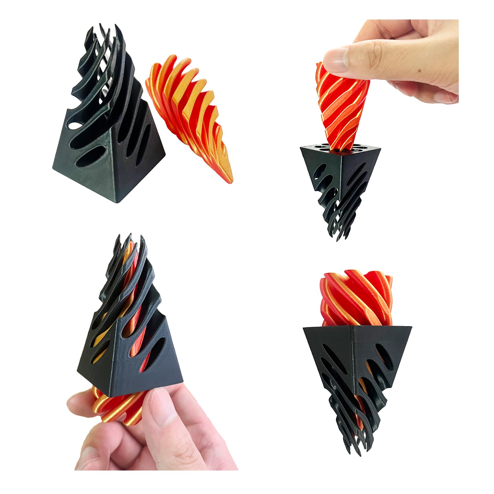 Cool Fidgets 3D Printed Spiral Cone Pyramid Fidget Toy, Rotating ...