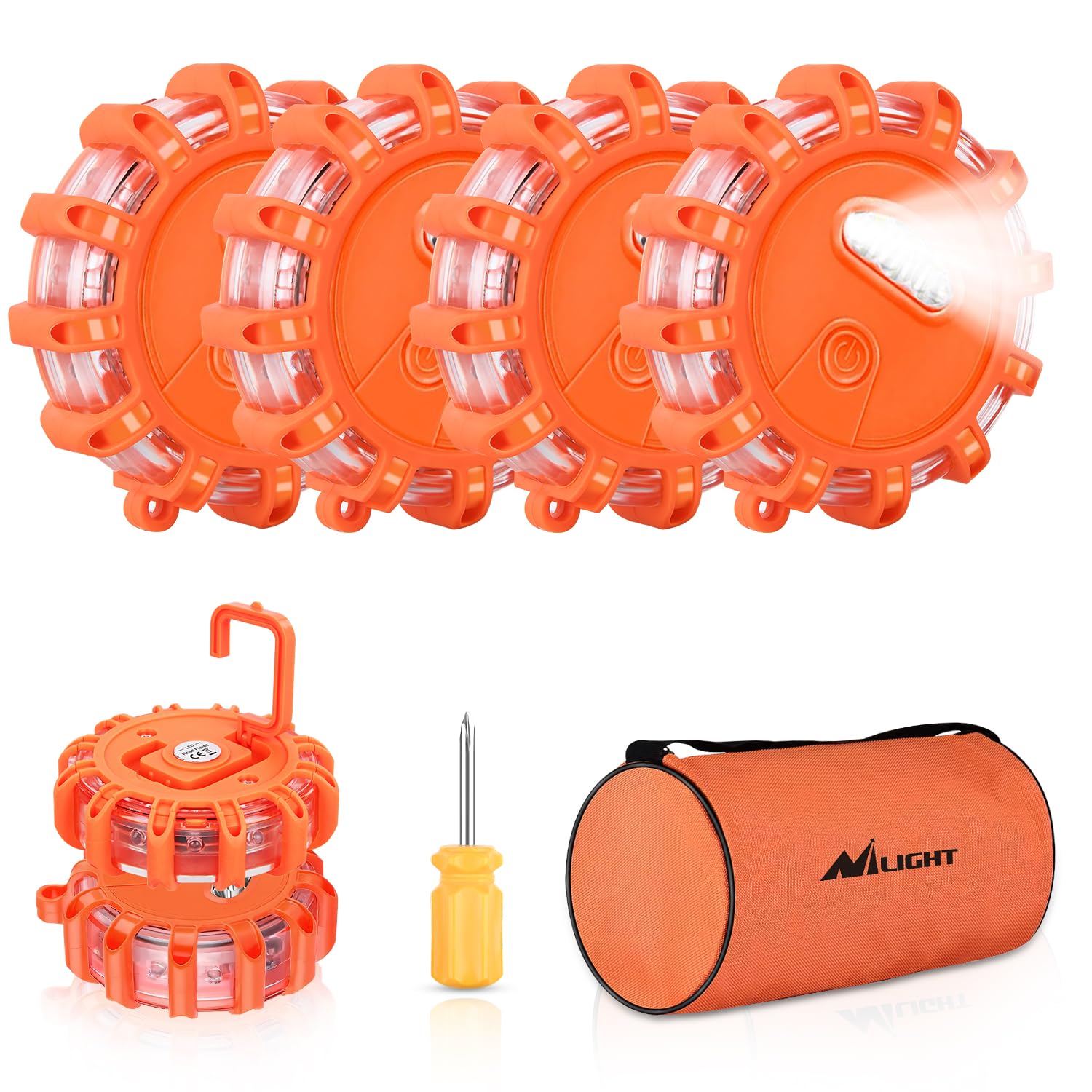 Amazon.com: Nilight LED Road Flares Emergency Lights 6 Pack,9 Flash ...