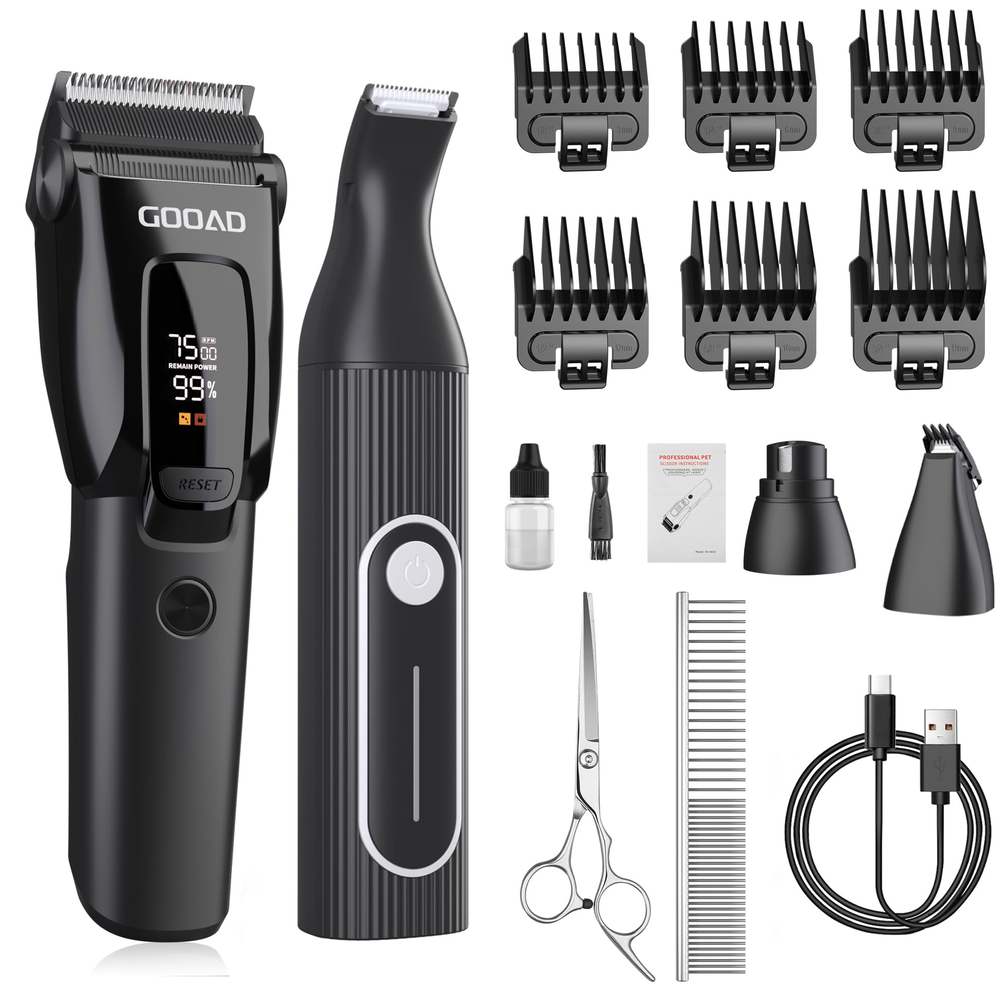 Amazon.com: Gooad Dog Grooming Clippers for Thick Coats 3-Speed ...