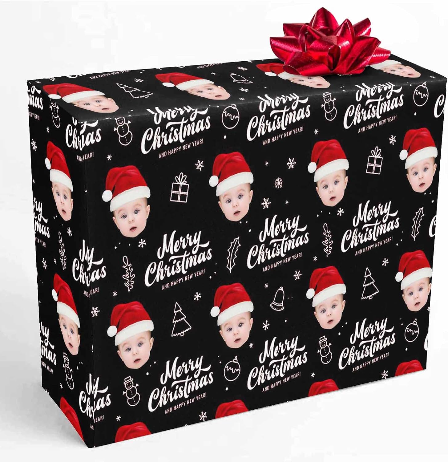 Amazon.com: Personalized Gift Wrap Paper with Face Custom Photo Black ...