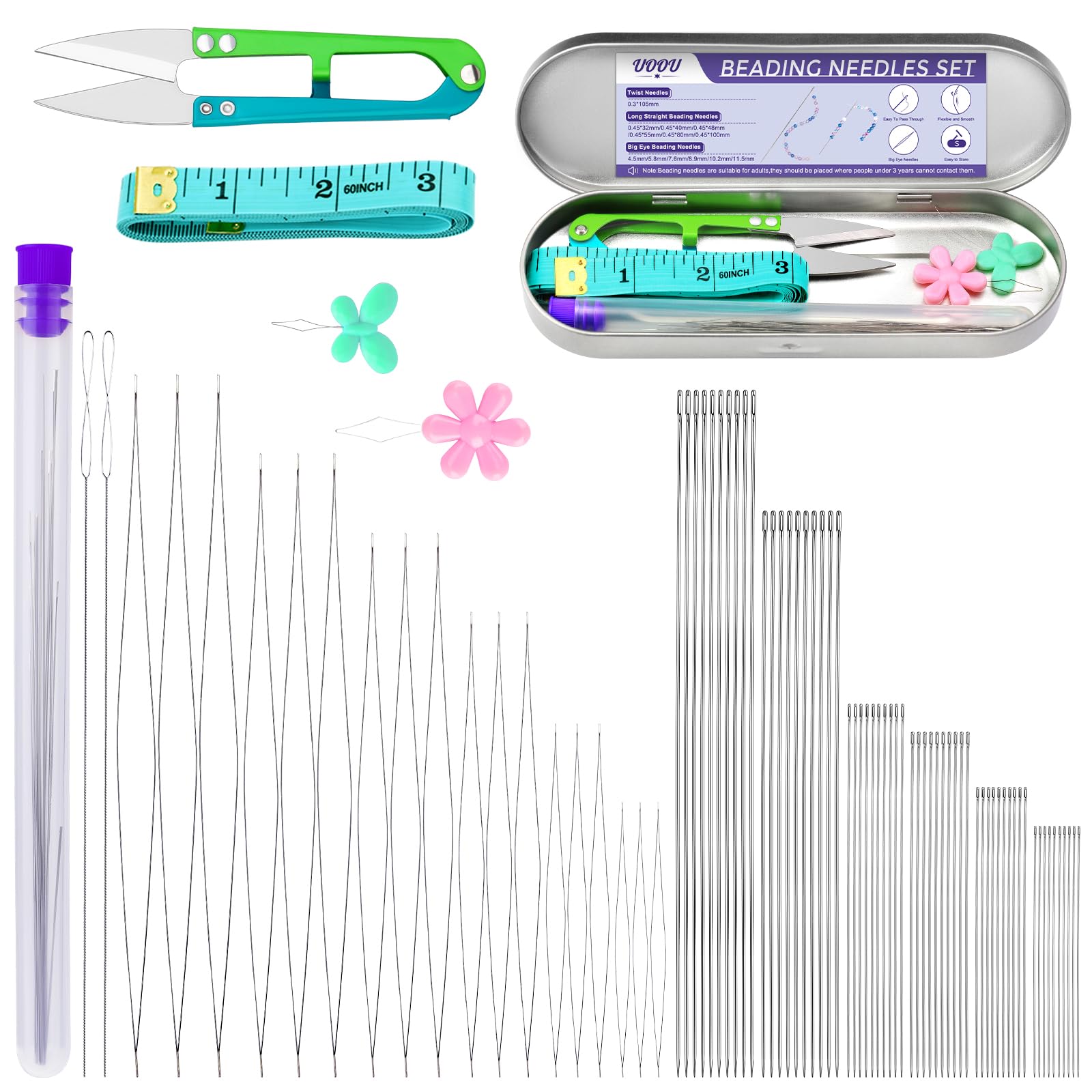 Amazon.com: 86 Pcs Beading Needles Set,6 Sizes Big Eye Seed Bead ...