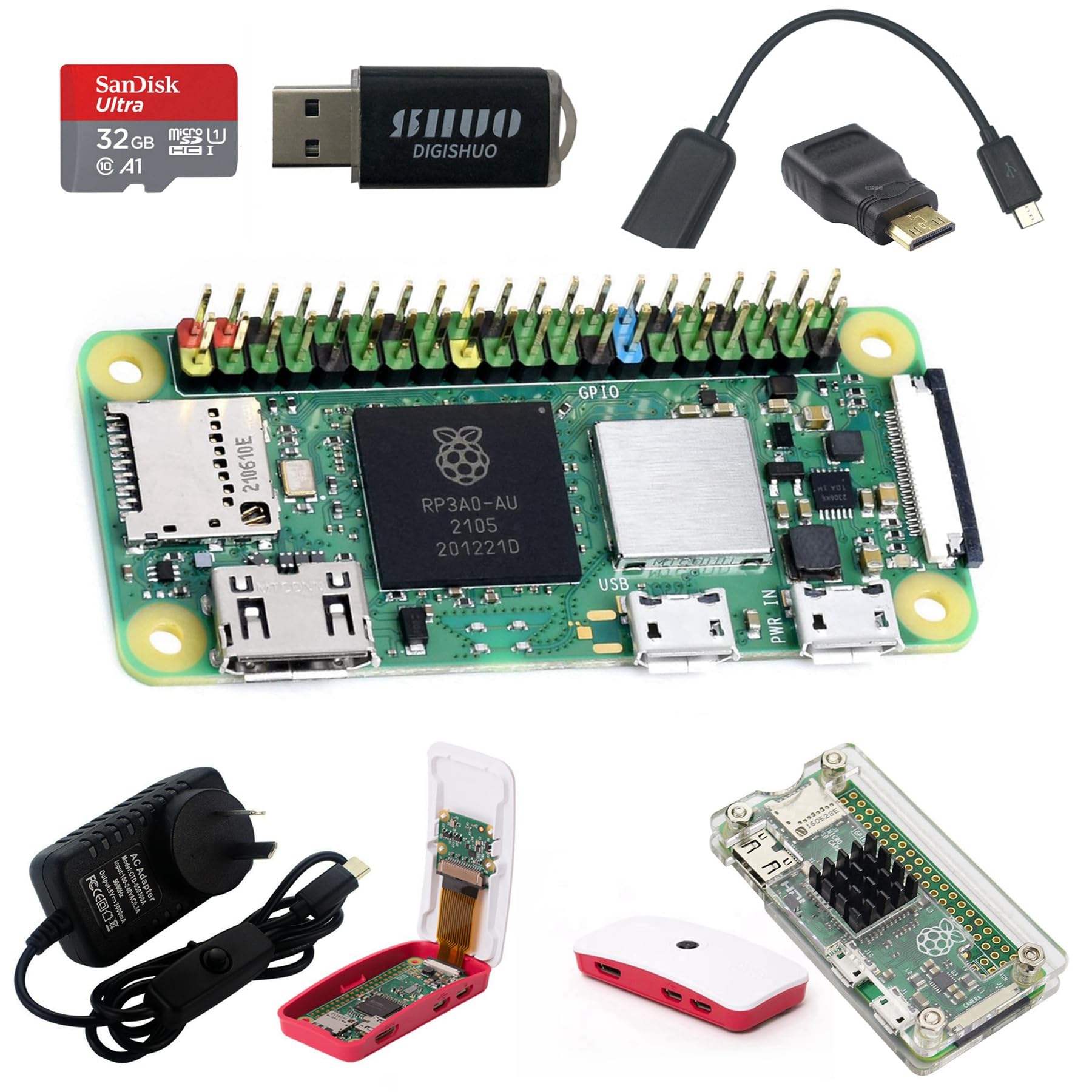 DIGISHUO Raspberry Pi Zero 2WH Complete Kit | 1GHz 512M W/Pre Soldered ...