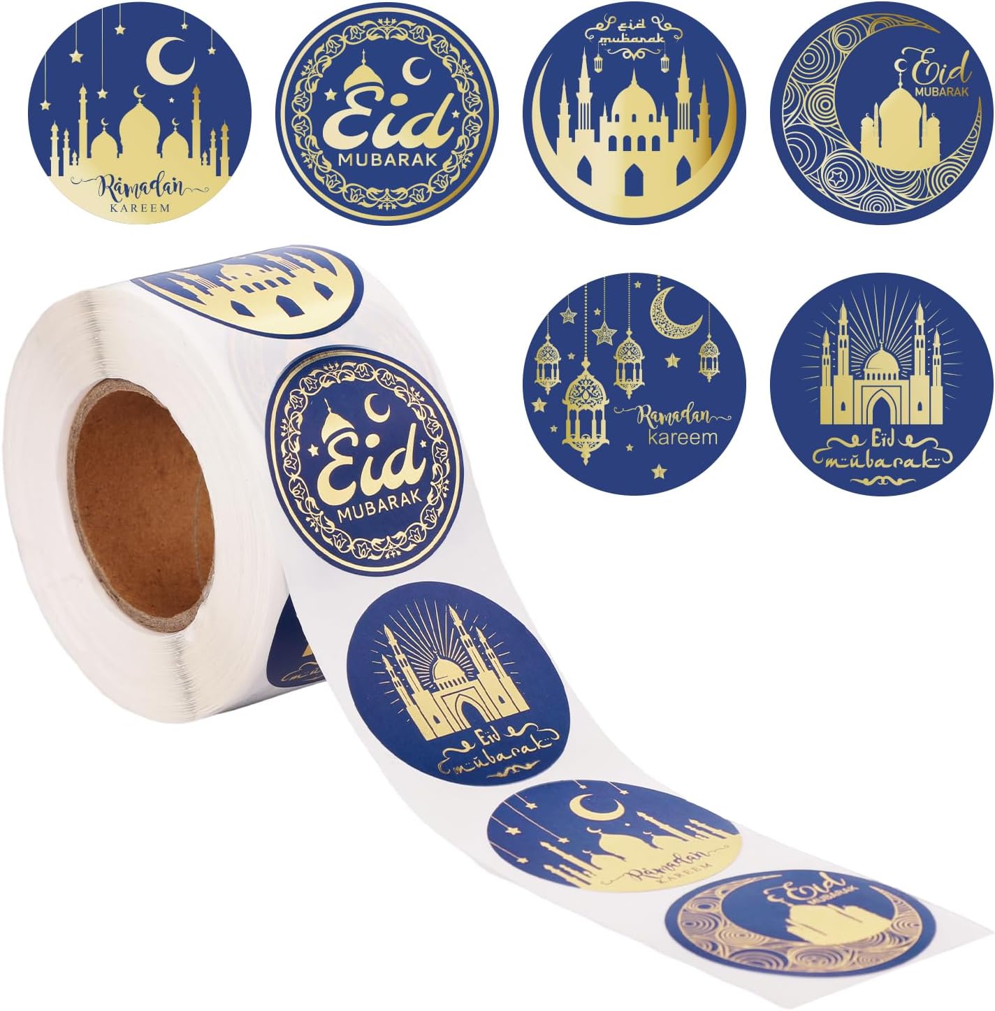 Amazon.com: 600pcs Eid Mubarak Stickers, Round Ramadan Mubarak Stickers 6 Styles for Kareem ...