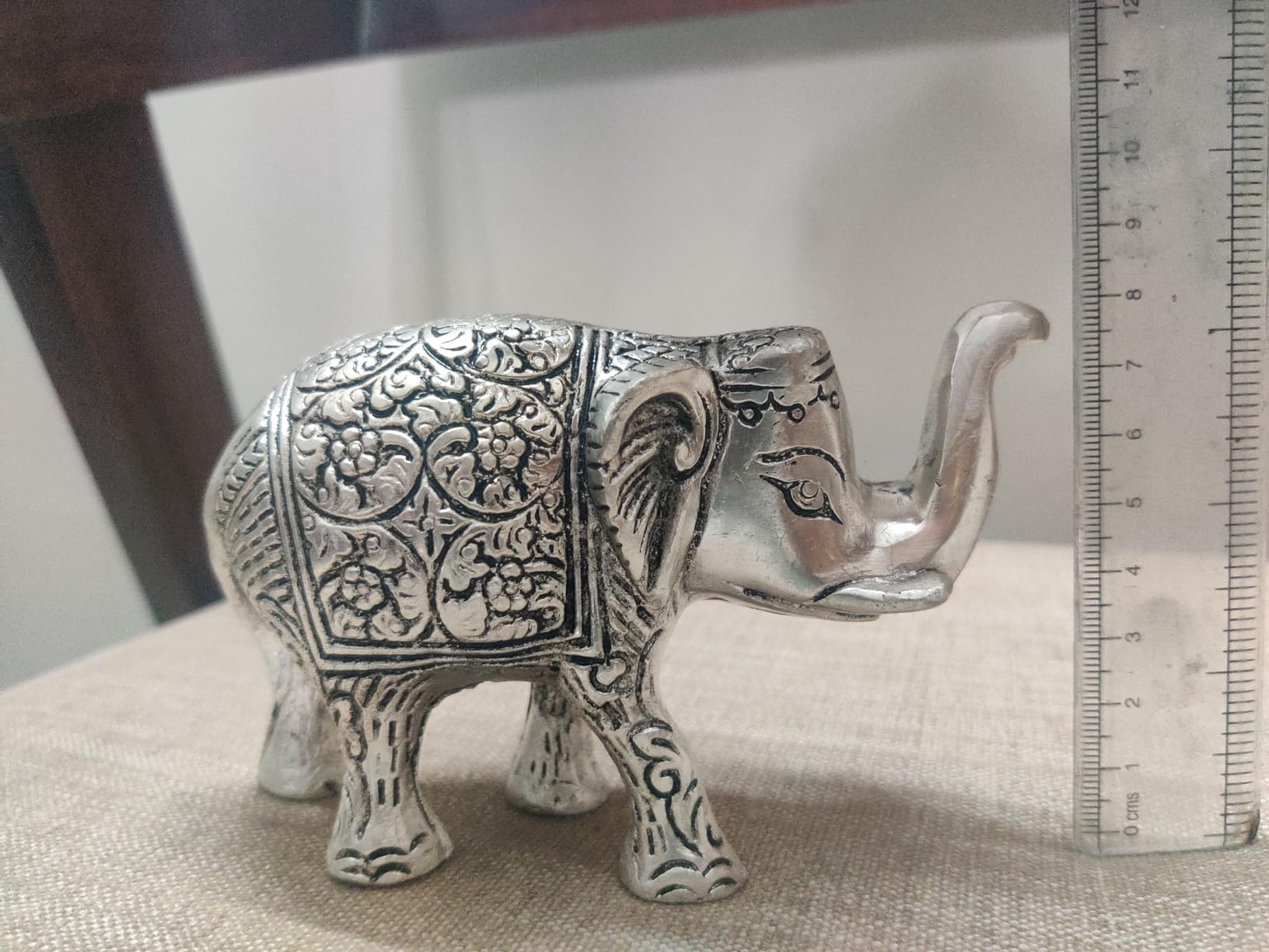 Buy LABHCART Metal Elephant Pair Statue Small Size Silver Polish 2 pcs ...