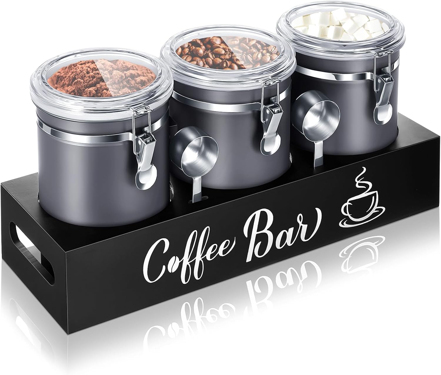 Amazon.com: Domensi 3 x 66 oz Airtight Coffee Canisters with Shelf ...