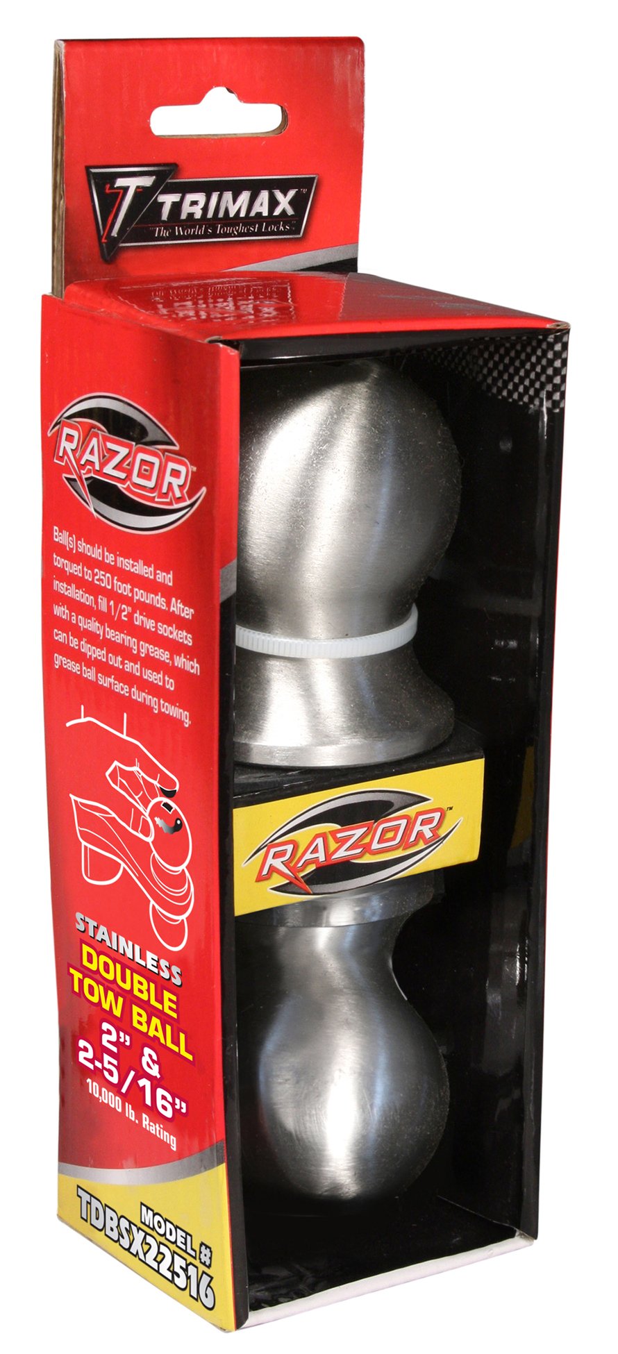 Snapklik.com : Trimax 2" & 2-5/16" Double Tow Ball Stainless Steel ...