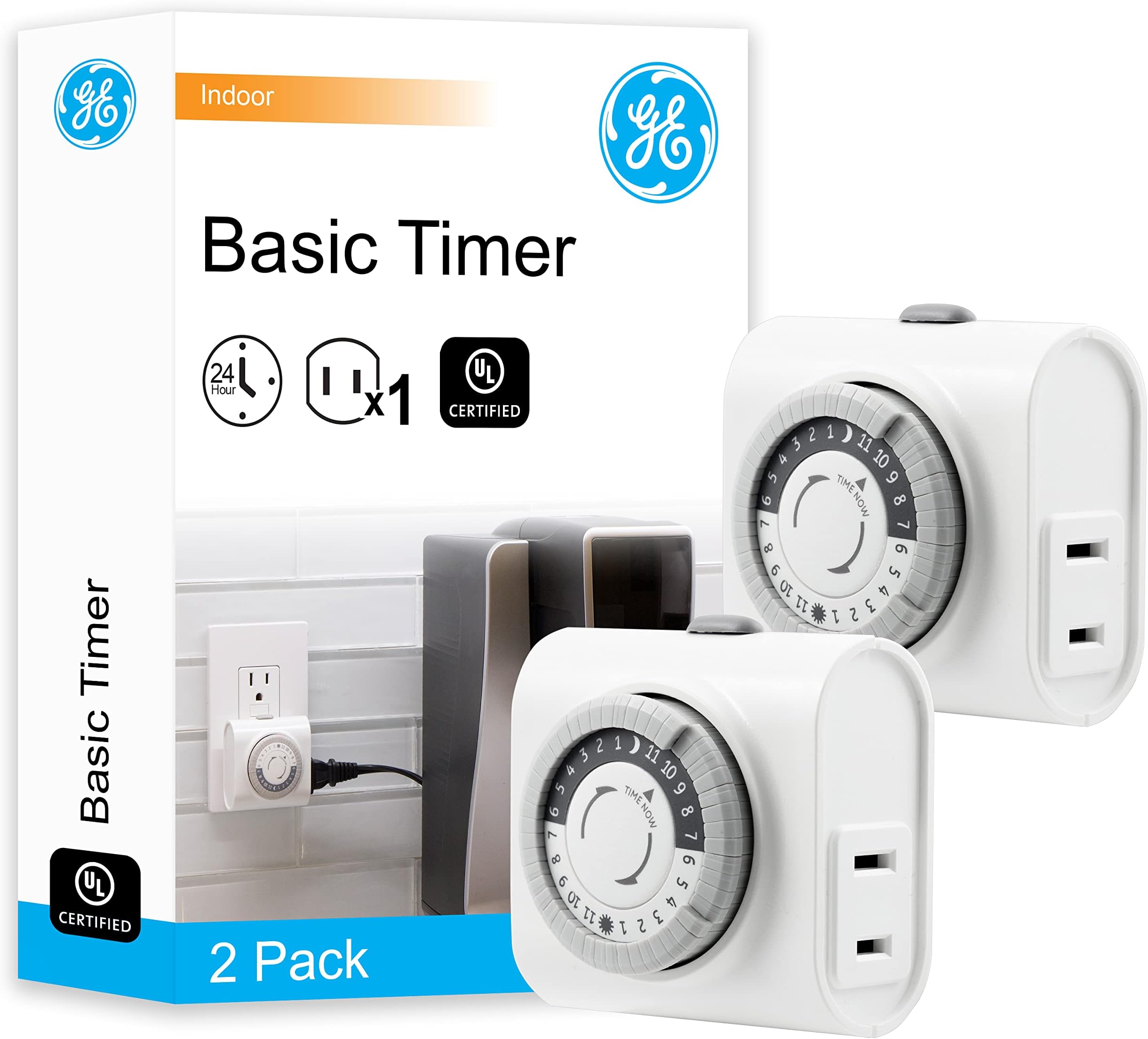 GE 15153 Heavy Duty Plug-in Timer, 1 Pack, Grounded 1-Outlet | Gray ...