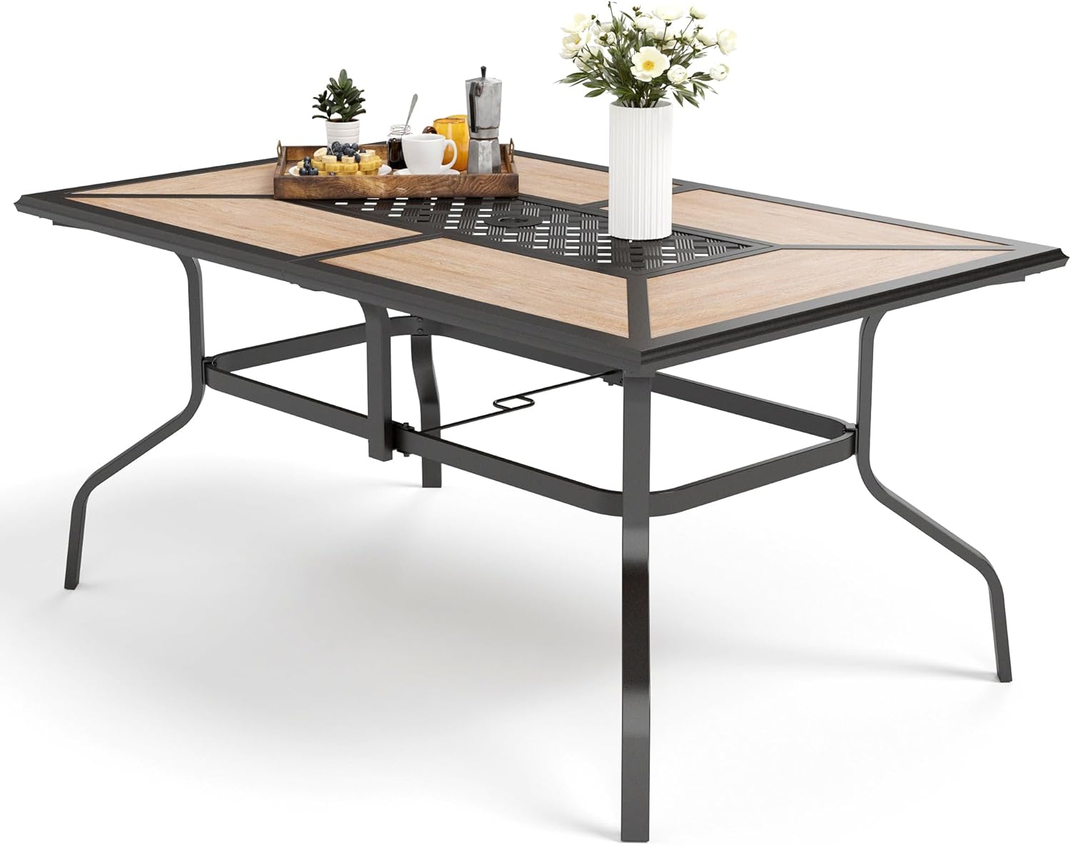 Amazon.com : MFSTUDIO Outdoor Patio Dining Table for 6, Rectangular ...