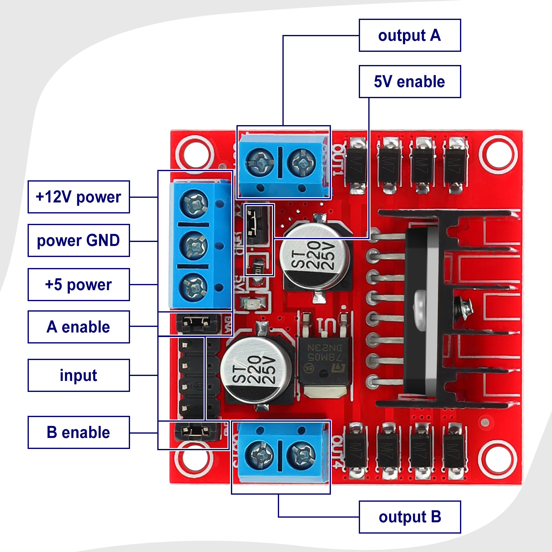 Snapklik.com : L298N Motor Driver Controller Board - DC Dual H-Bridge ...