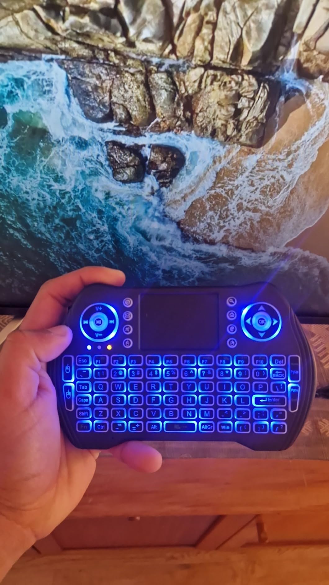 Zedo Backlit Mini Wireless Keyboard 2.4G, Handheld Remote with Touchpad ...