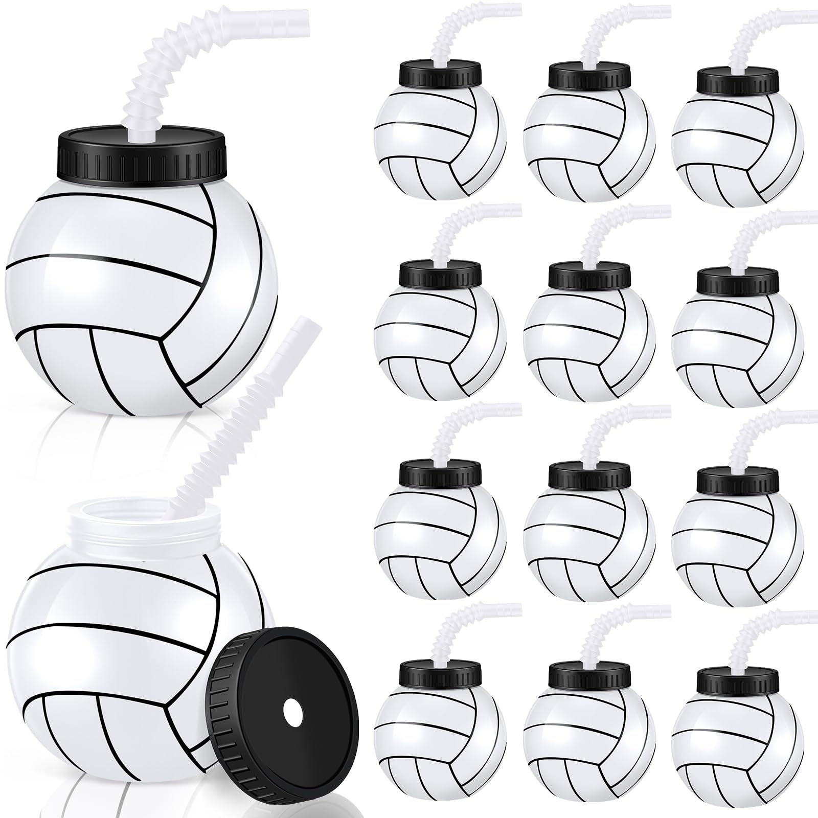 Amazon.com: Sumind 12 Pcs 14 oz Volleyball Cups with Straws and Lids ...