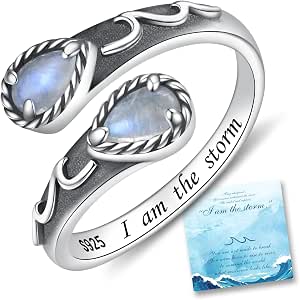 Amazon.com: Teioa I Am the Storm Ring - Sterling Silver Adjustable ...