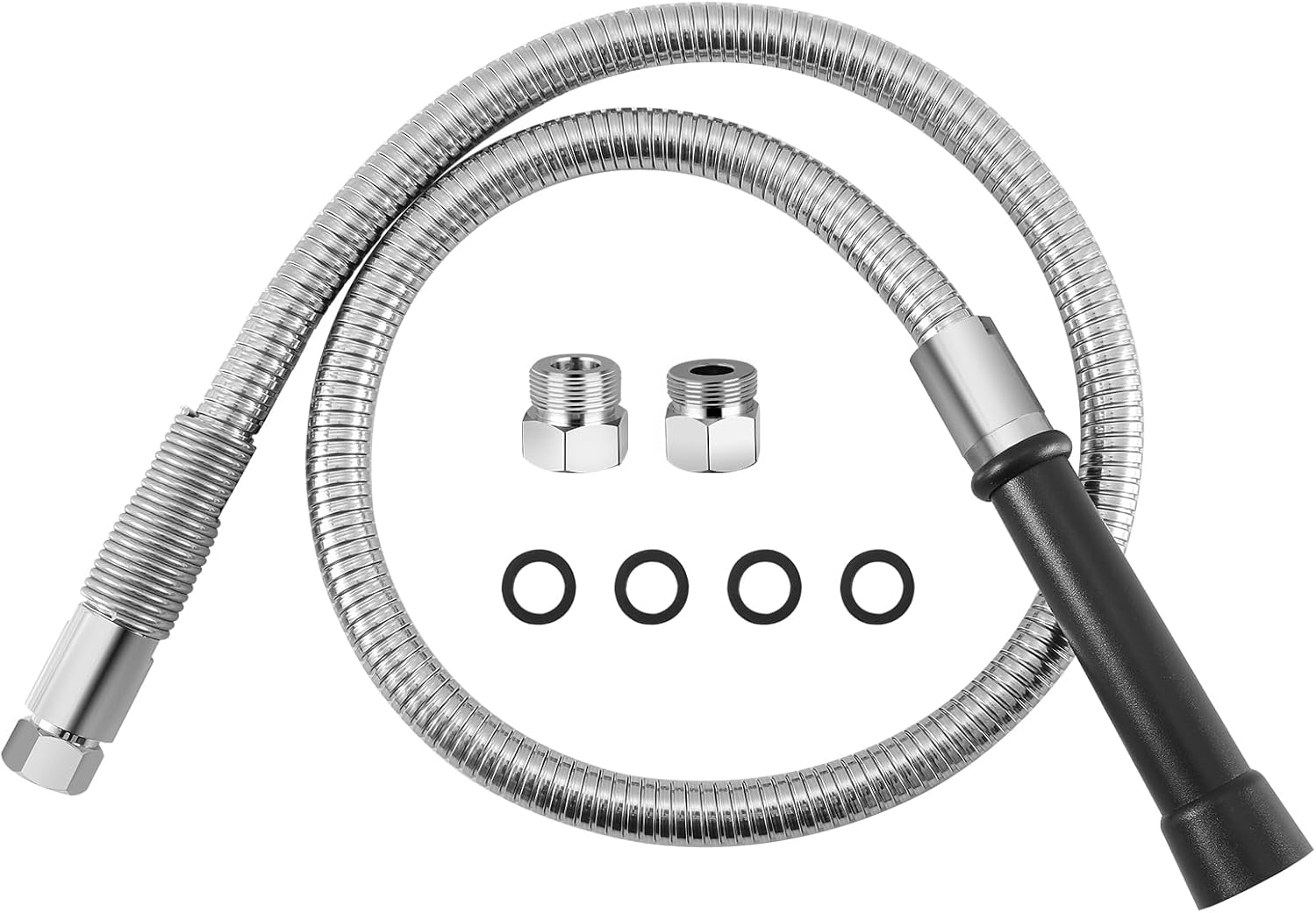 44” Stainless-Steel Pre Rinse Hose with Heat Resistant Black Handle for ...