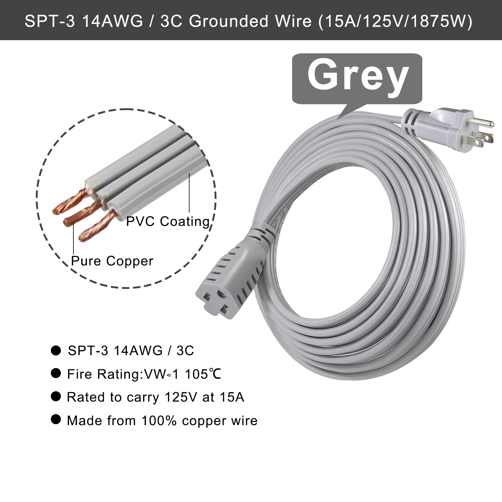 Snapklik.com : KUNCAN Appliance Power Extension Cord - Heavy Duty 14/3 ...