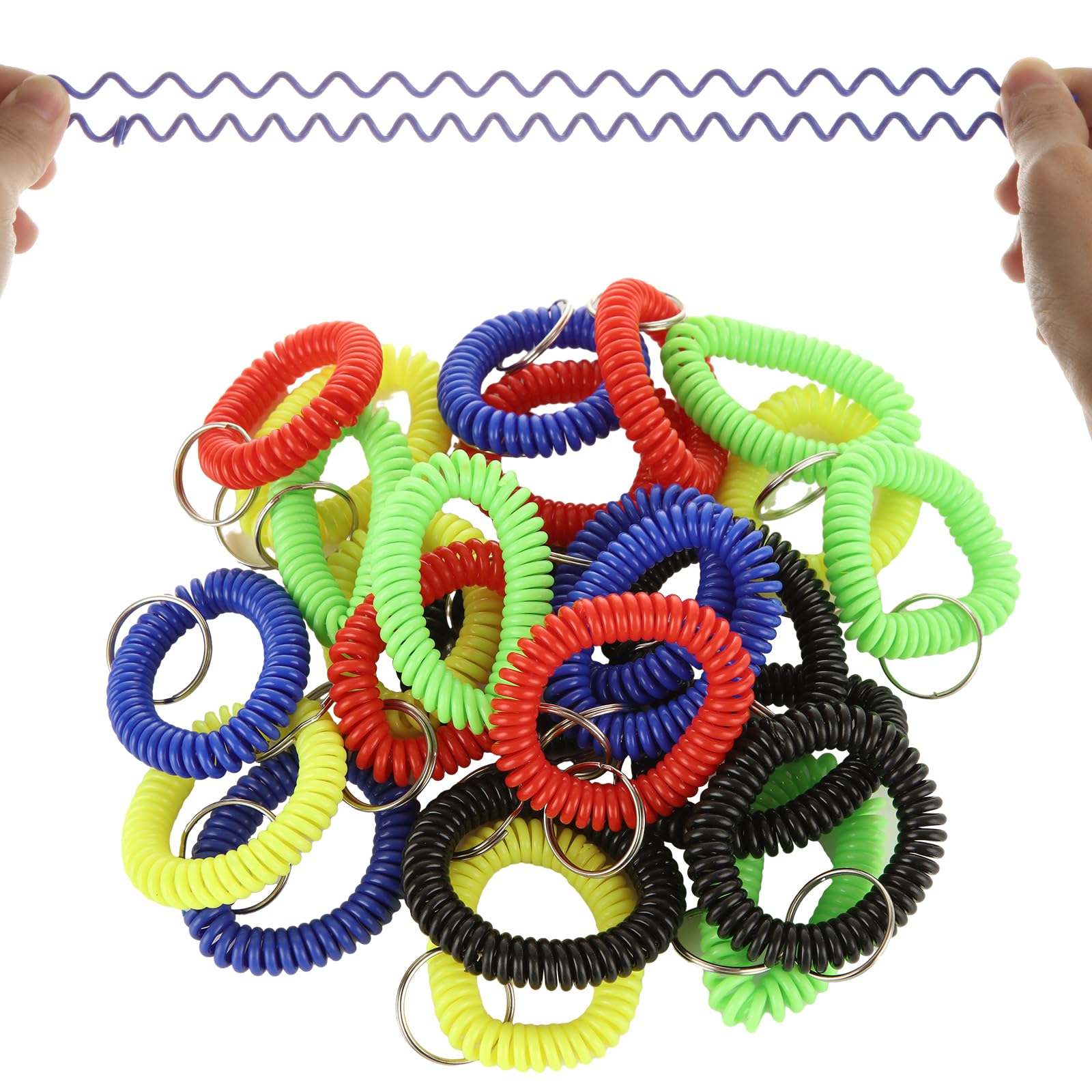 Amazon.com: GBACHOOSE 100 Pack Colored Wrist Coil Key Chain ...