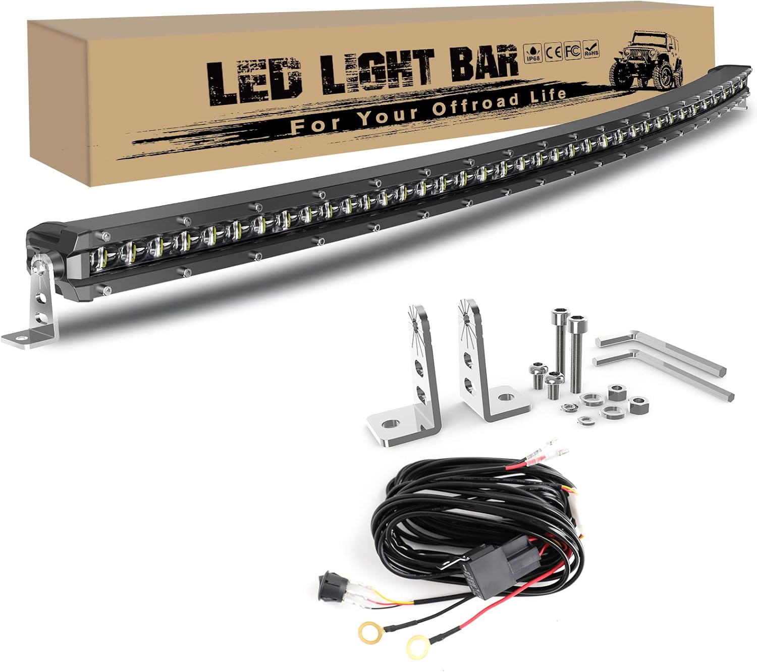 COLIGHT 44 inch LED Light Bar Curved Single Row 6D Projector Lens Spot ...