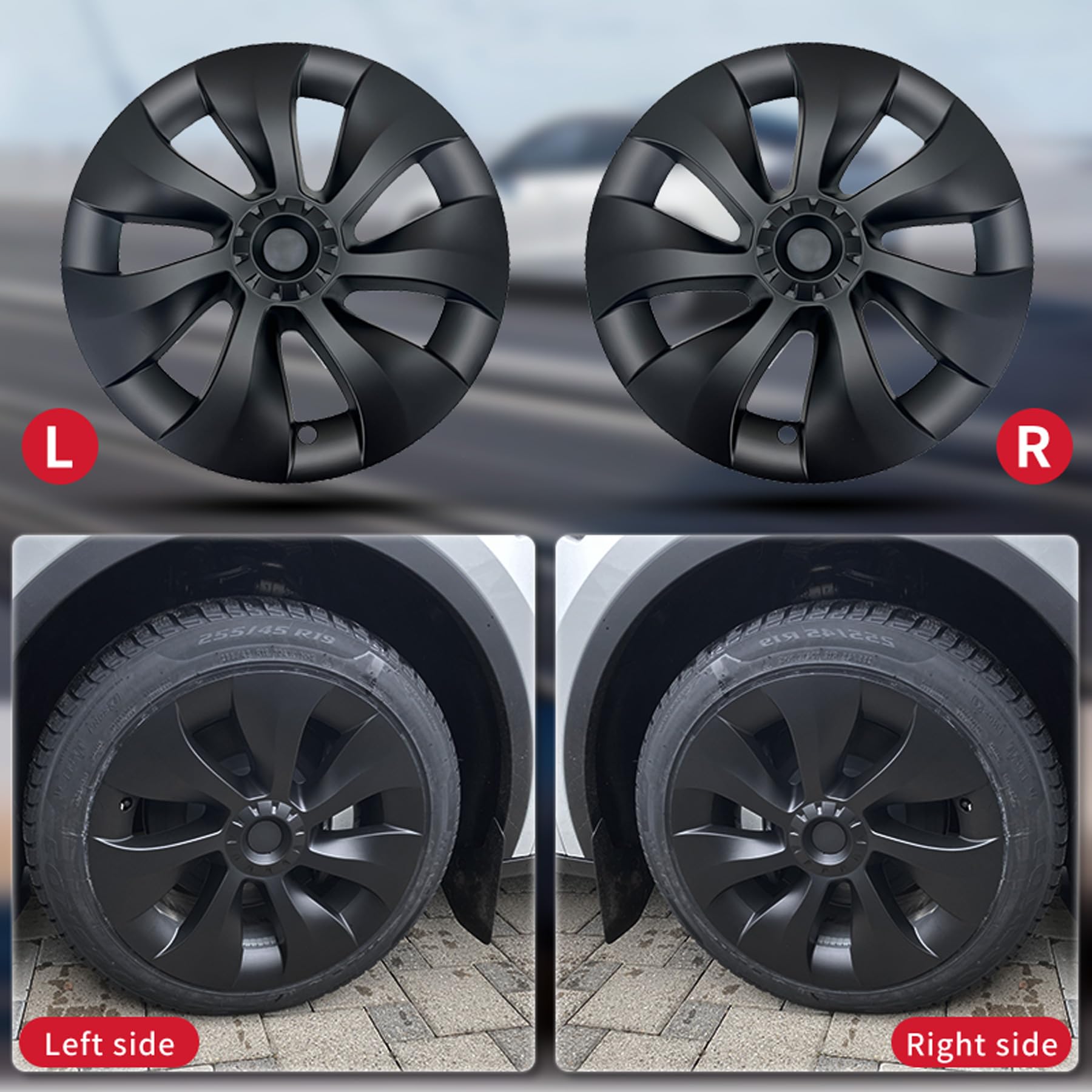 Snapklik.com : 4PCS Model Y Wheel Covers 19 Inch Cyclone Style Matte ...
