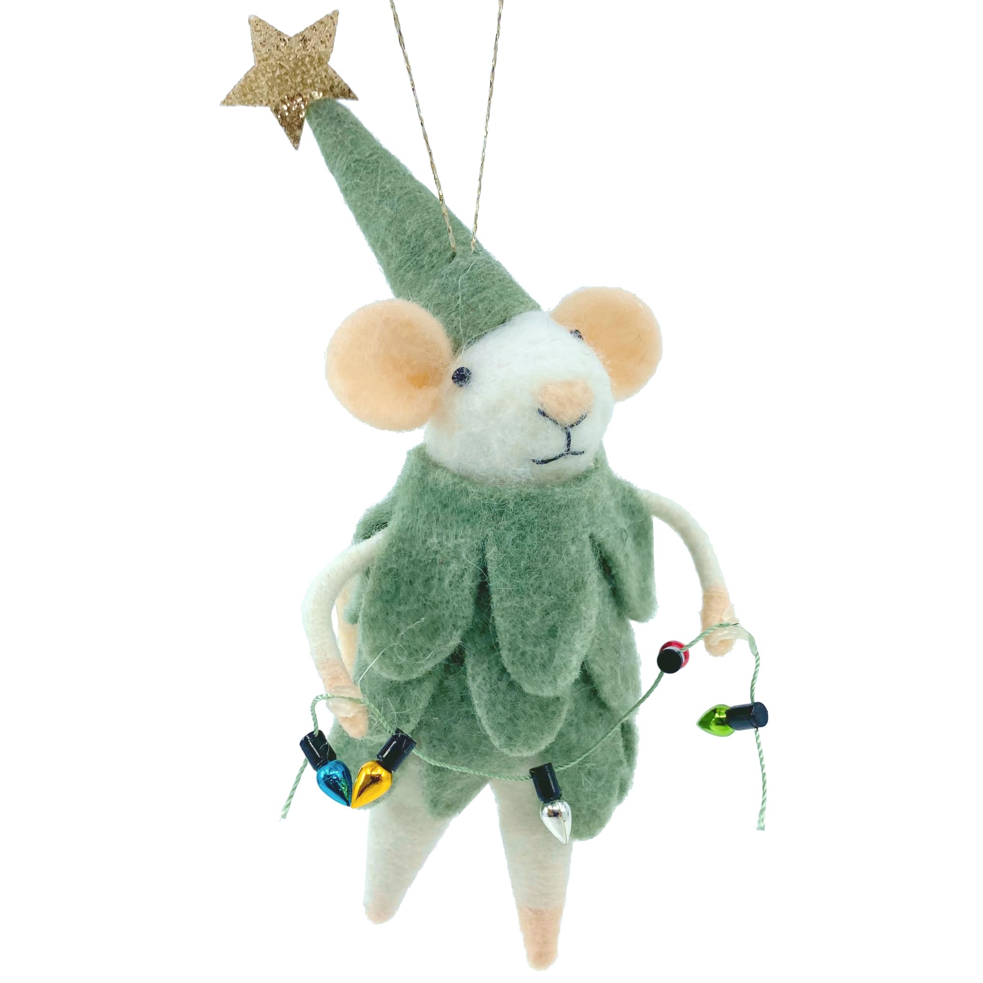 Amazon.com: White Mouse Christmas Tree Decoration - Wool Mouse Dressed ...