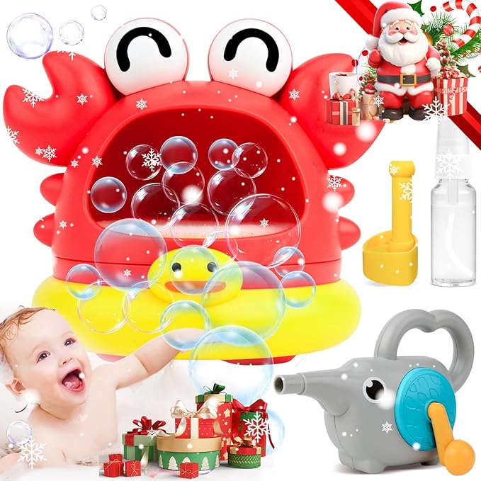 Amazon.com: Bath Toys Crab Bubble Machine Bath Toy with 2 Attachments ...