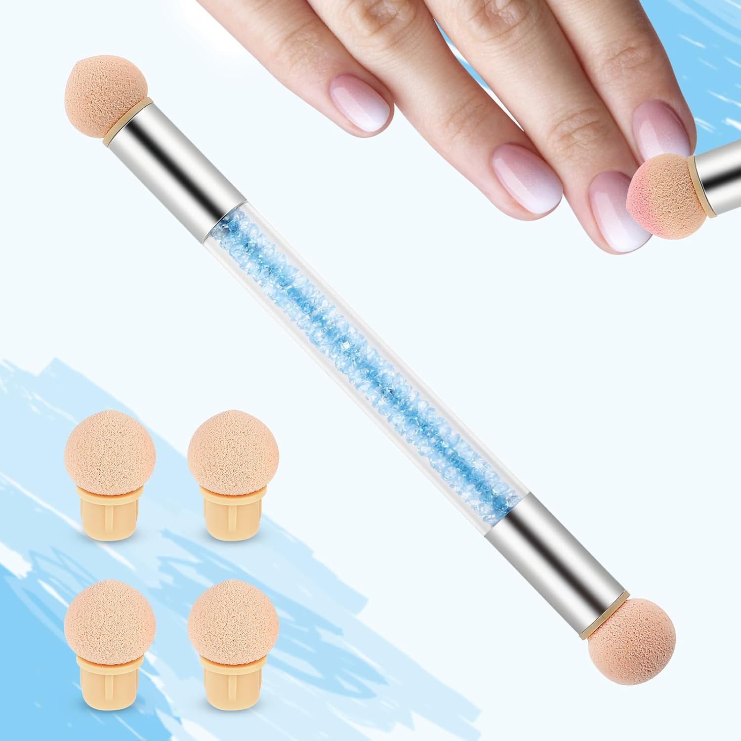 Nail Art Gradient Sponge Brush Applicator with 8Pcs Washable ...