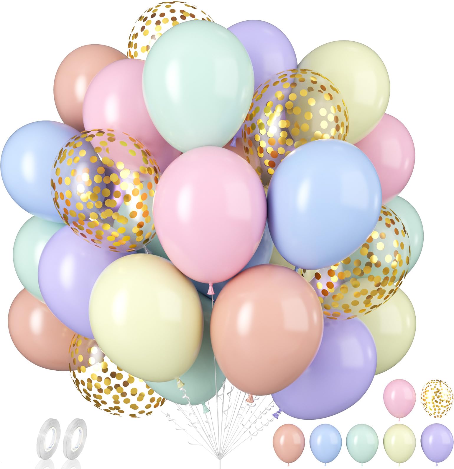 Amazon.com: Pastel Balloons, 60 PCS Pastel Latex Balloons, 12 Inch ...