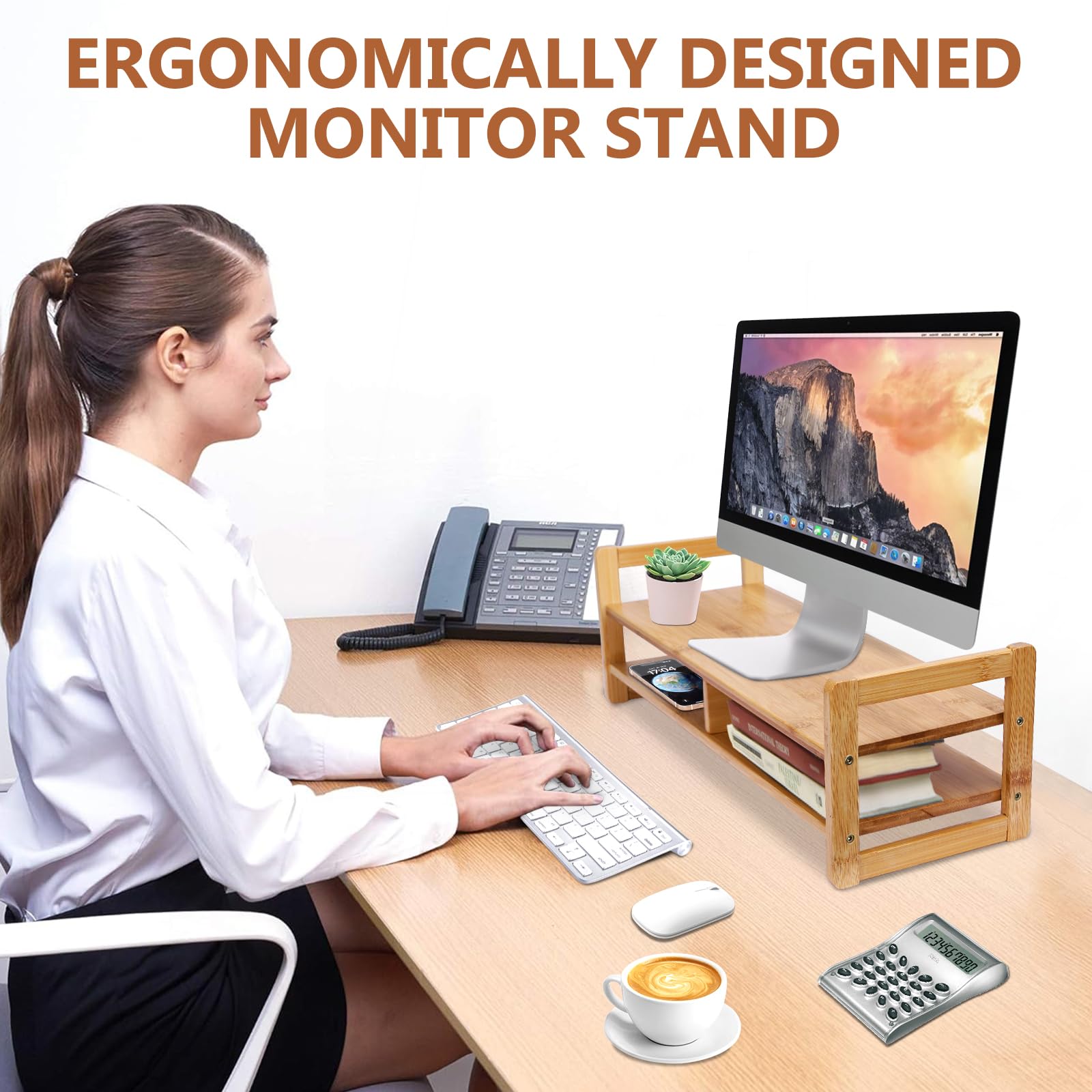 Snapklik.com : YGYQZ Computer Stand Monitor Stand Riser For Desk, 2 ...