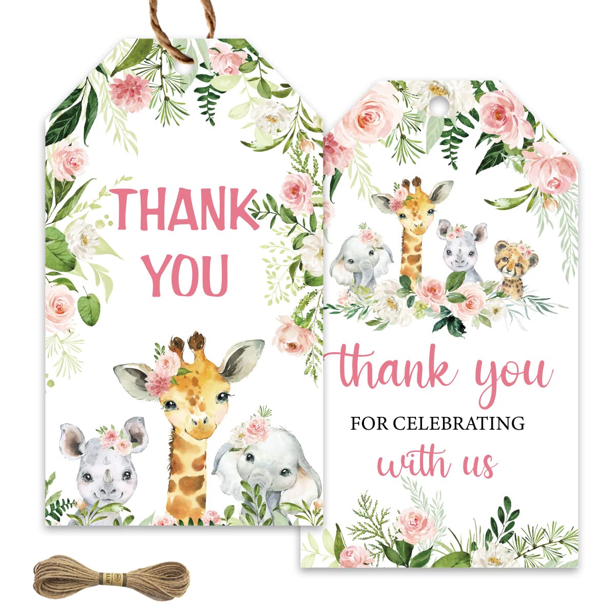 Buy 100Pcs Thank You Favor Tags, Jungle Safari Baby Shower Thank You ...