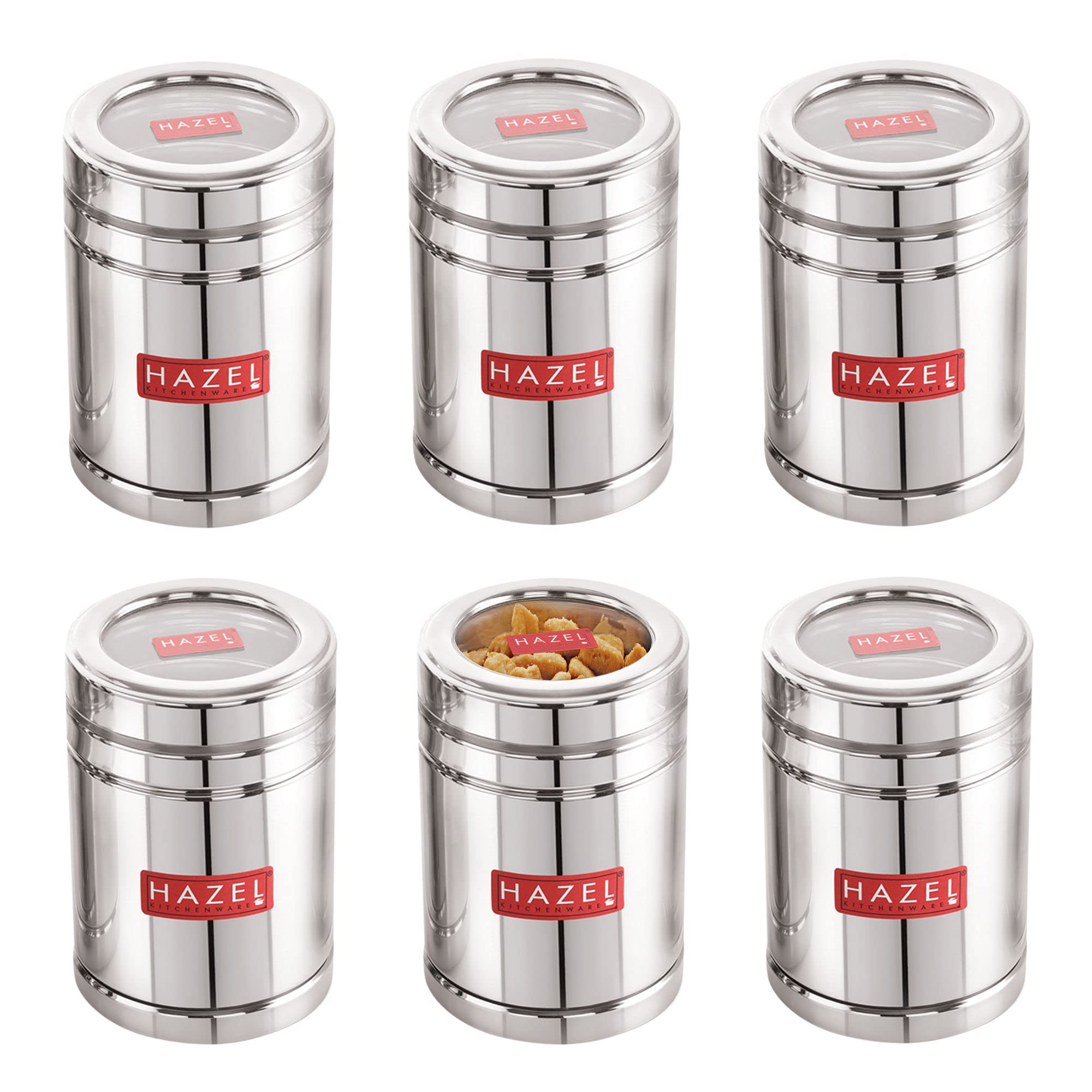 HAZEL Stainless Steel Tea Container with Transparent Lid | 1000 ml Each ...