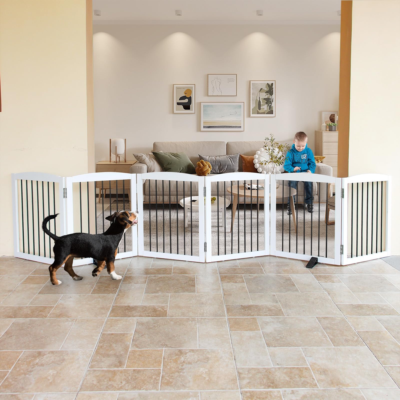 Amazon.com : ZJSF Freestanding Panel Dog Gate for Indoor, Doorways ...