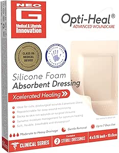 Opti-Heal Silicone Foam Absorbent Dressing - Neo G Sterile Large Wound ...