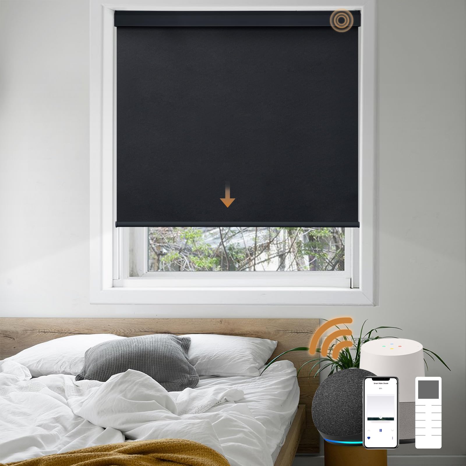 Amazon.com: JOYENG Motorized Blinds Blackout Shades Automatic Shades ...