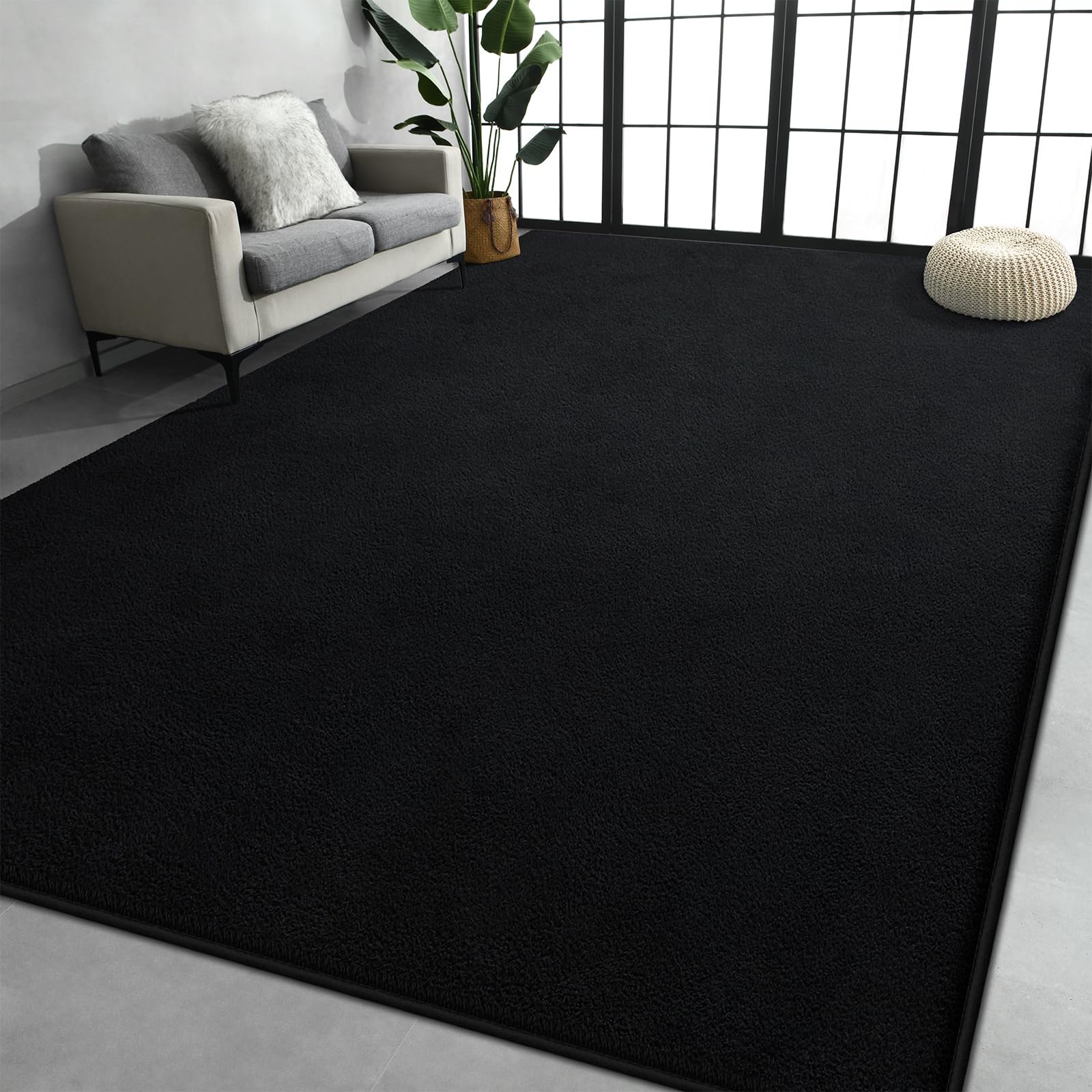 Amazon.com: Large Area Rugs for Living Room Bedroom, 7x10 Feet Black ...