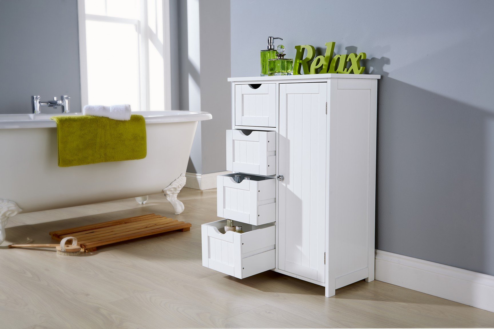 Right Deals UK Large 4 Drawer / 1 Door Multi-Use Bathroom Unit : Amazon ...