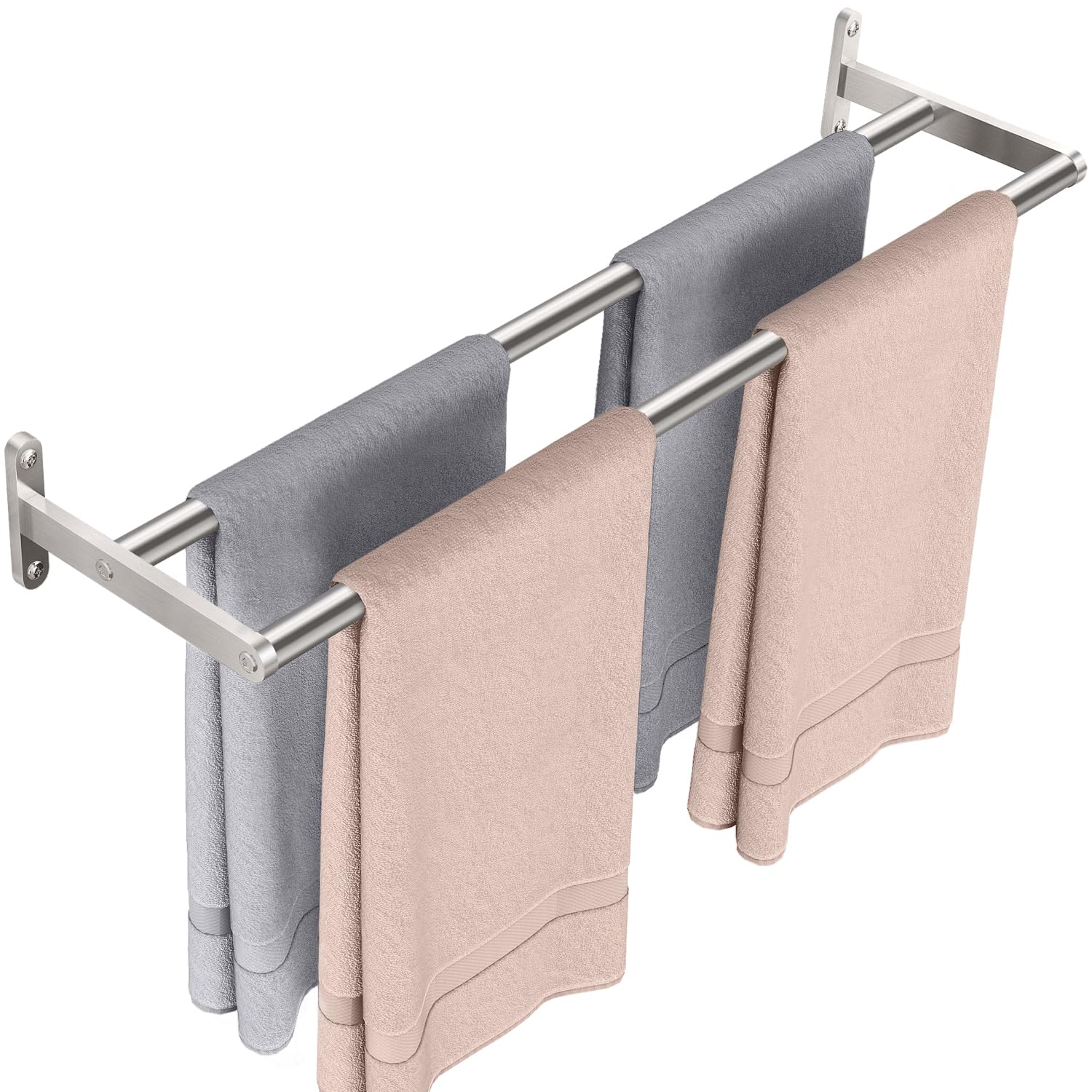 YUMORE Double Towel Rail Wall Mounted 60CM Bathroom Towels Holder ...