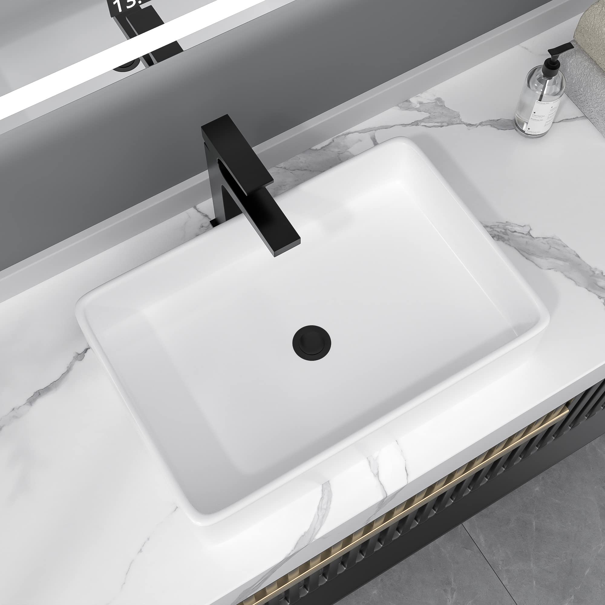 Rectangular Vessel Sink - Donsdey 24"x16" Bathroom Vessel Sink ...