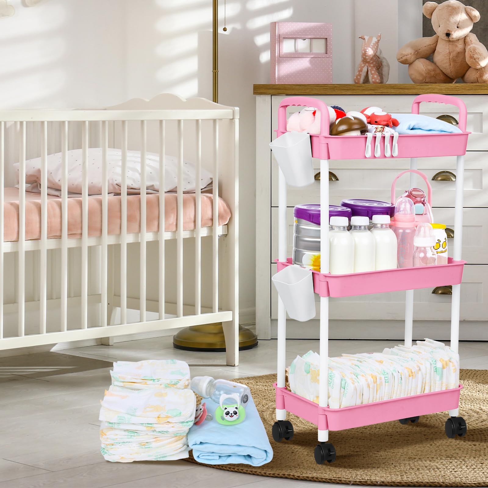 Snapklik.com : Ripeng 3 Tier Diaper Caddy Movable Baby Diaper Cart ...