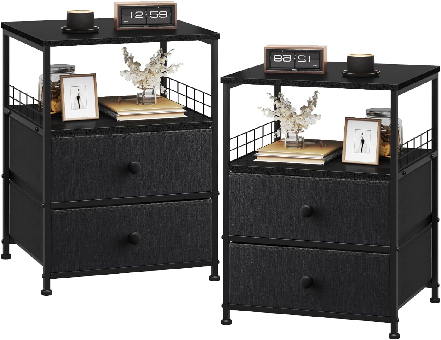 Amazon.com: EnHomee Nightstand Set of 2, Bedside Table with Fabric ...