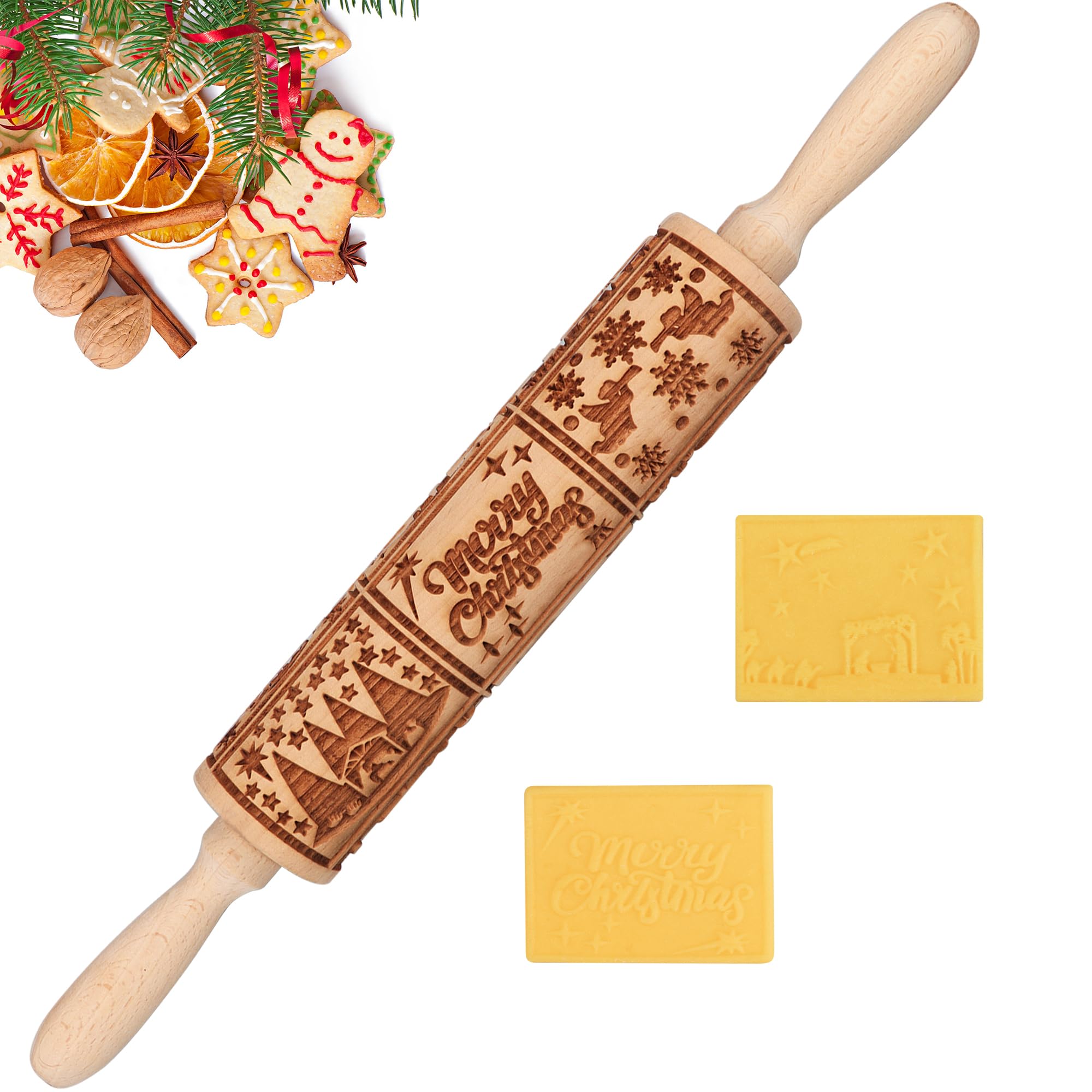 Amazon.com: XINBADA Christmas Nativity Embossed Rolling Pin - Perfect ...