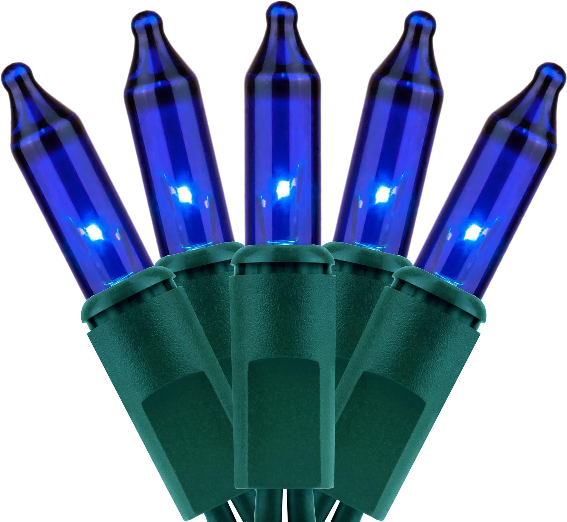 Amazon.com : 35-Count Blue and Clear Mini Christmas Light Set - 7 ...
