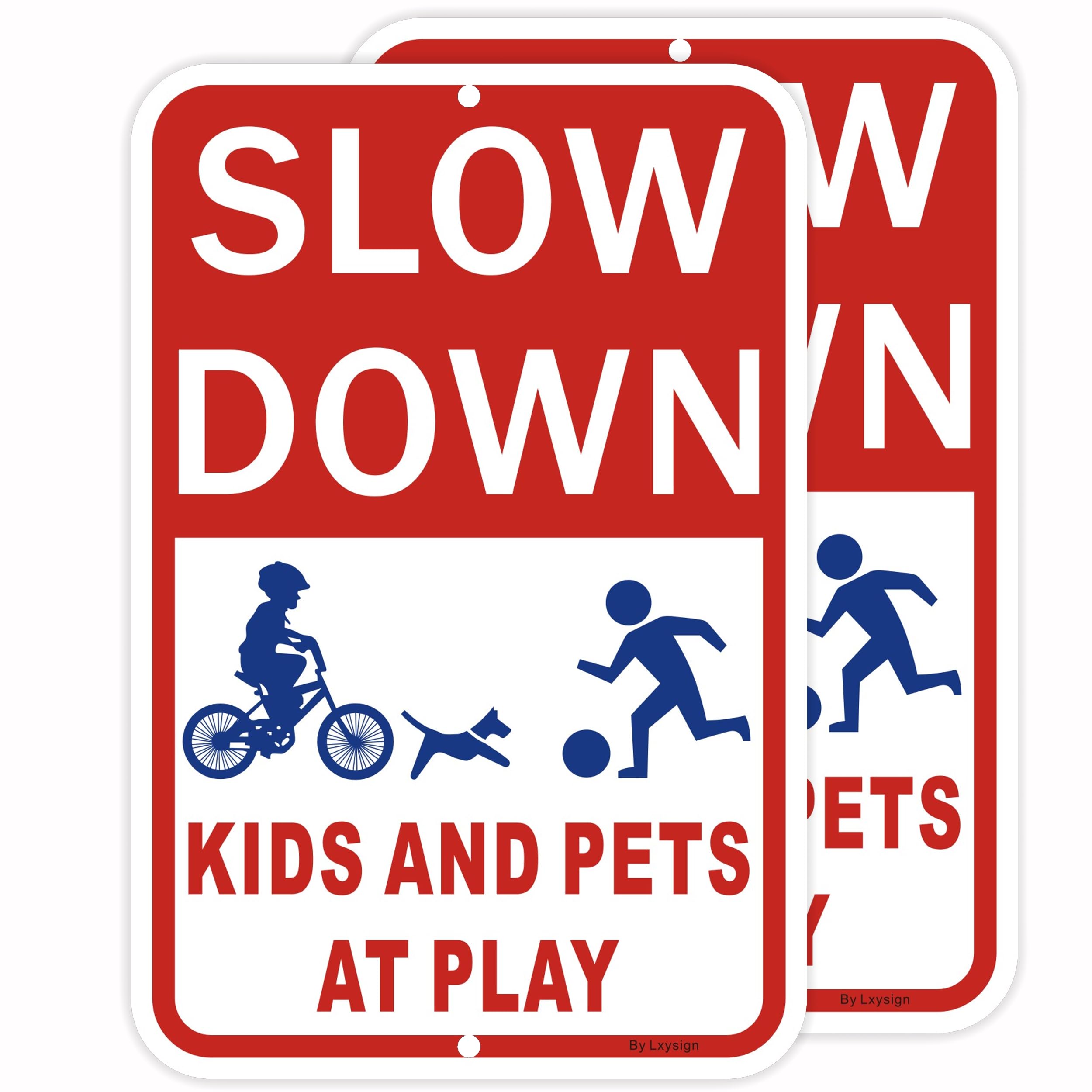 Amazon.com : (2Pack) Slow Down Signs for Street, Kids Playing Sign for ...
