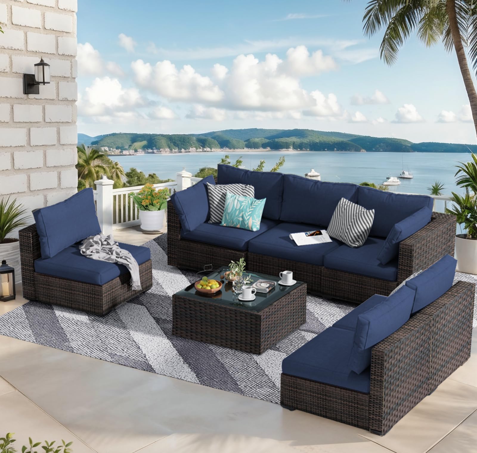 ( Incomplete, Only Part ) Grezone 7 Pieces Outdoor Sectional Furniture ...