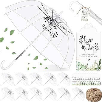 Amazon.com: Aliceset 12 Pack Clear Wedding Bubble Umbrellas Bulk 46 Large Canopy Love Is in The ...