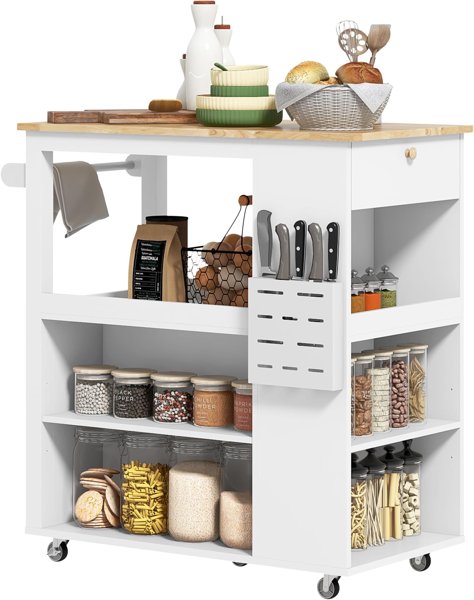 HOMCOM Desserte îlot de Cuisine, desserte à roulettes, avec Plateau en ...