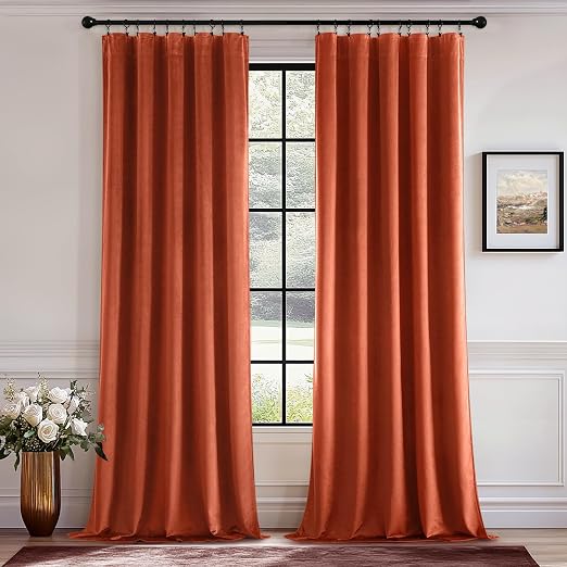 Burnt Orange Velvet Curtains