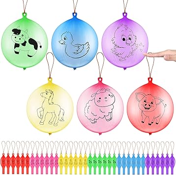 Amazon.com: 36 Pcs Punch Balloons Farm Animal Punching Balloon ...